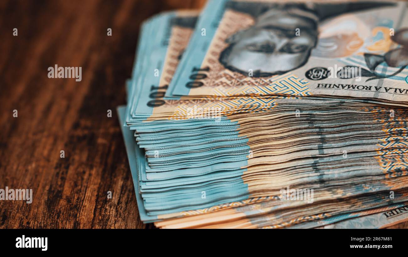 Romanian LEI Currency Banknote. RON Money European Currency Stock Photo ...