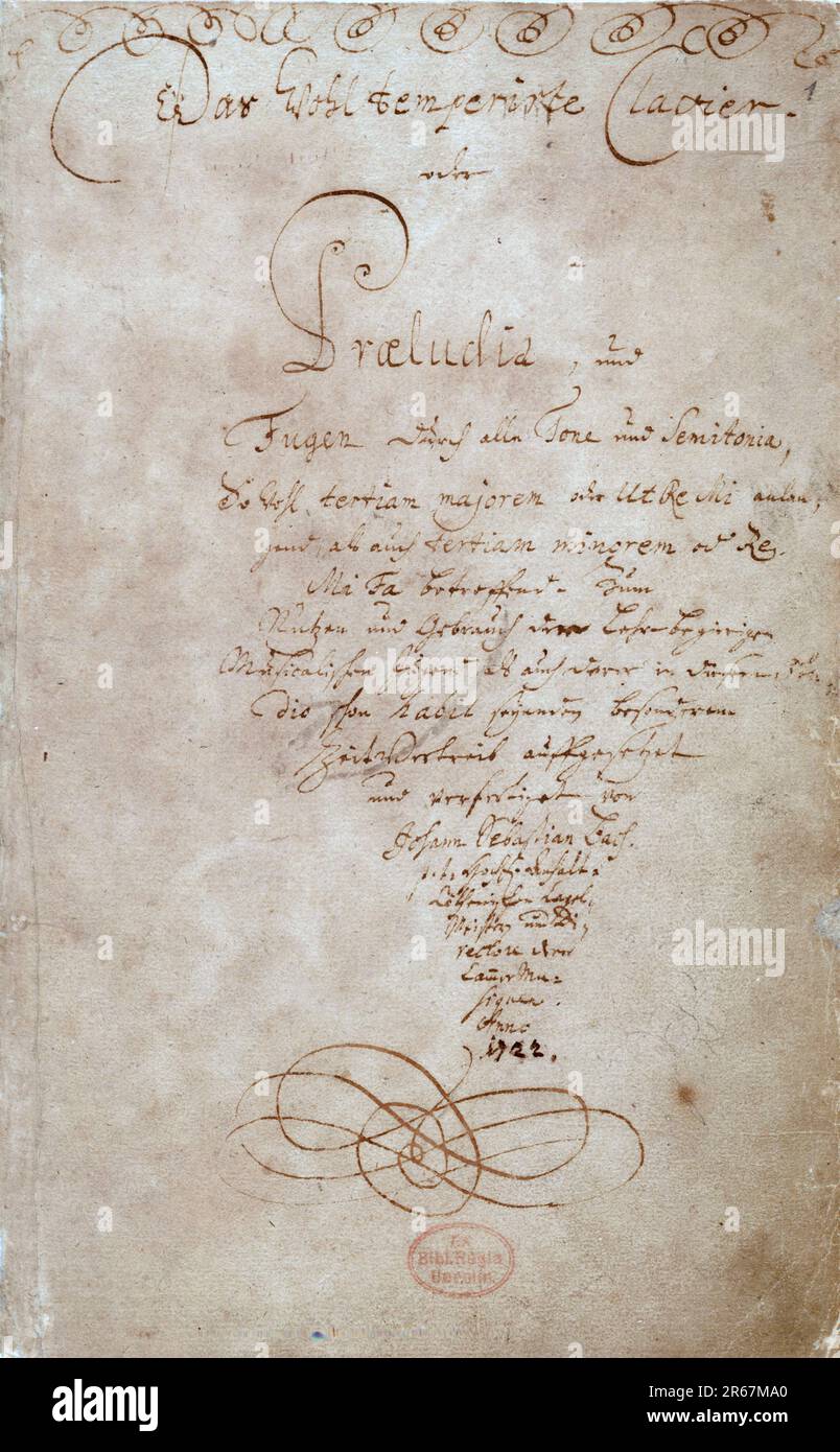 Title page of Das Wohltemperierte Clavier, Book 1 (autograph) Johann ...