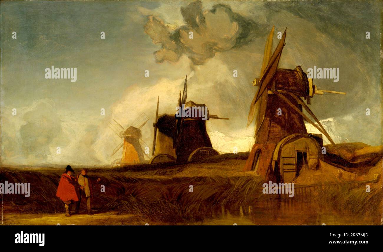 Drainage Mills in the Fens, Croyland, Lincolnshire (c. 1835), by John ...