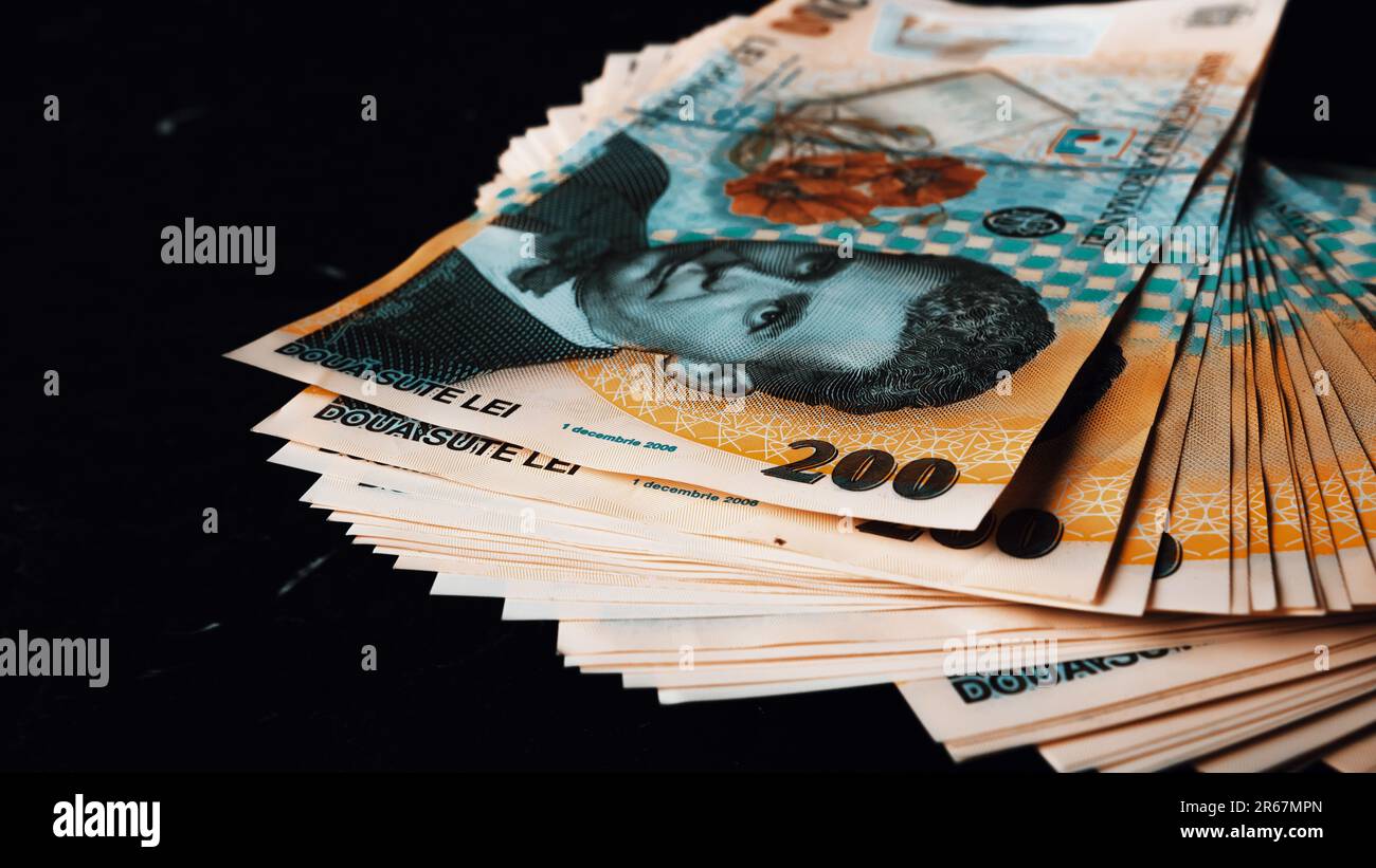Romanian LEI Currency Banknote. RON Money European Currency Stock Photo ...
