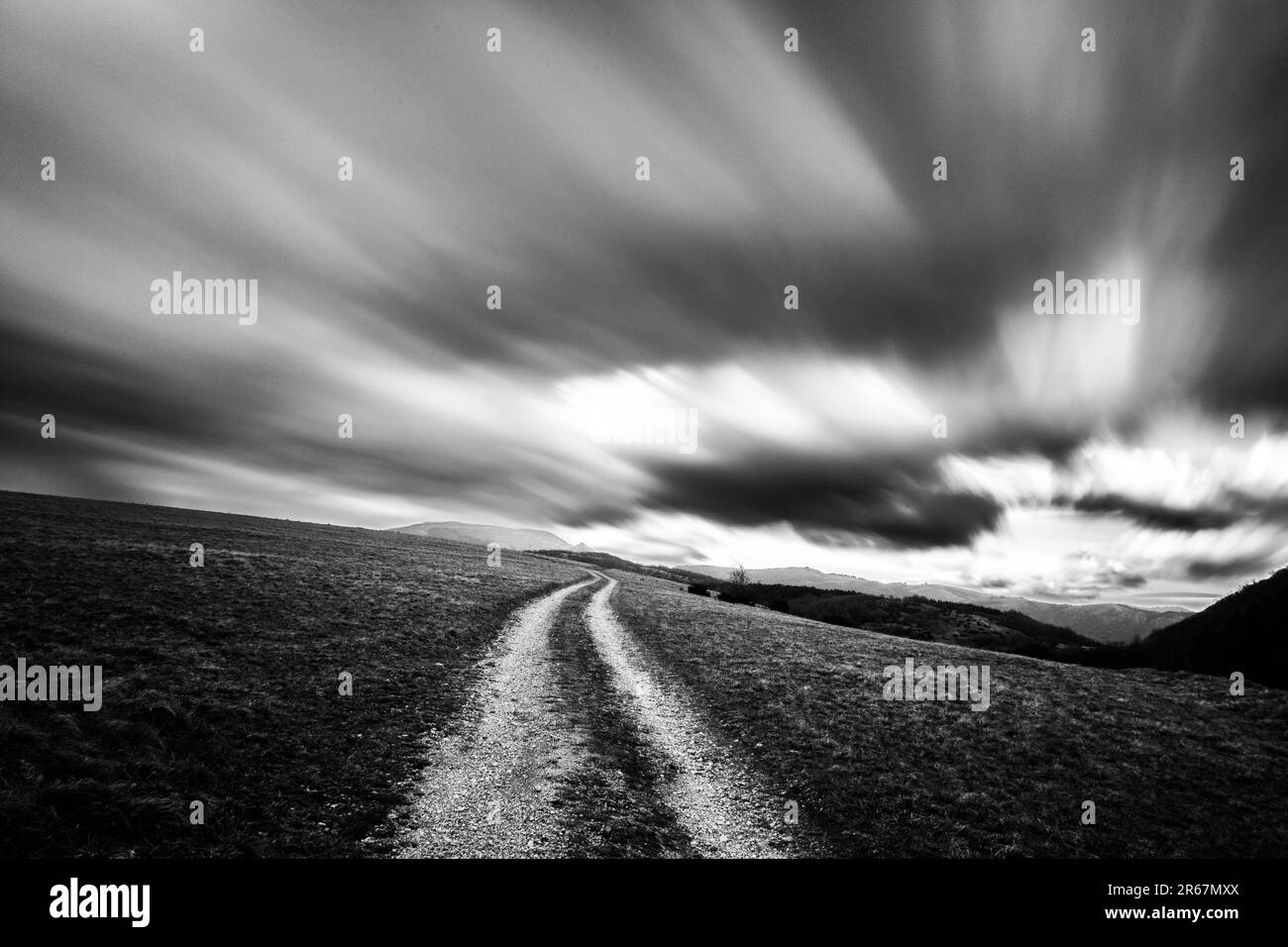 Dreamy road view Black and White Stock Photos & Images - Alamy