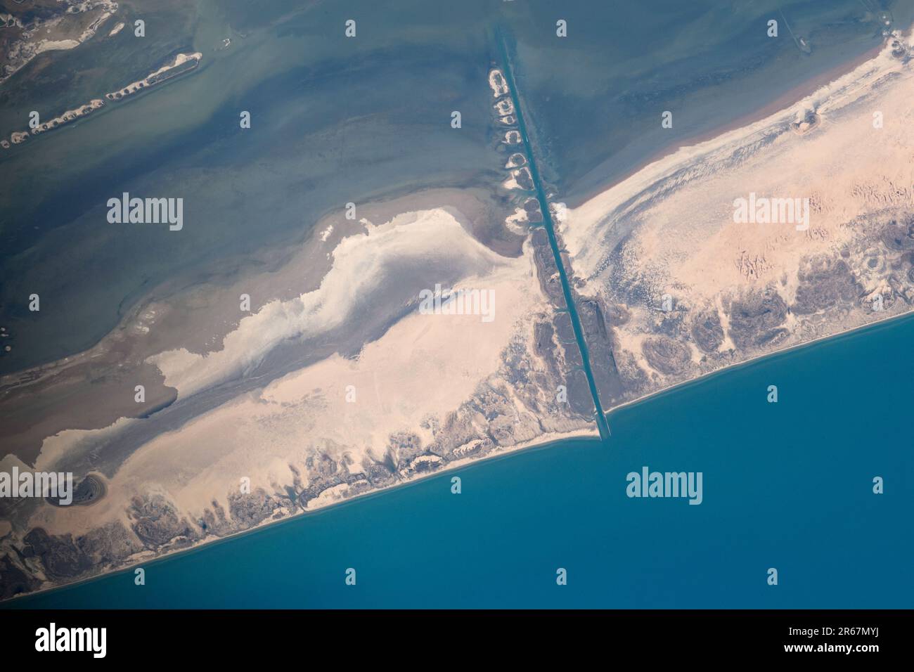 A portion of Padre Island, a long barrier island along the southern ...