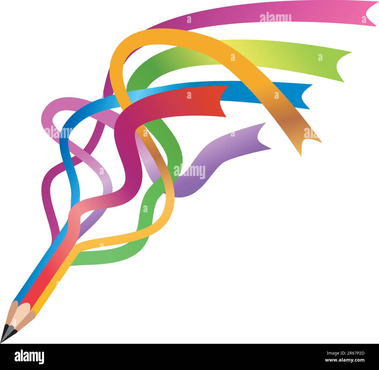 colorful ribbon pencil vector isolated on white background Stock Vector ...