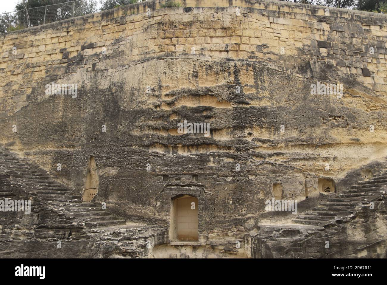 Stairways leading down to the fortifications of Birgu Ditch (Birgu Foss ...