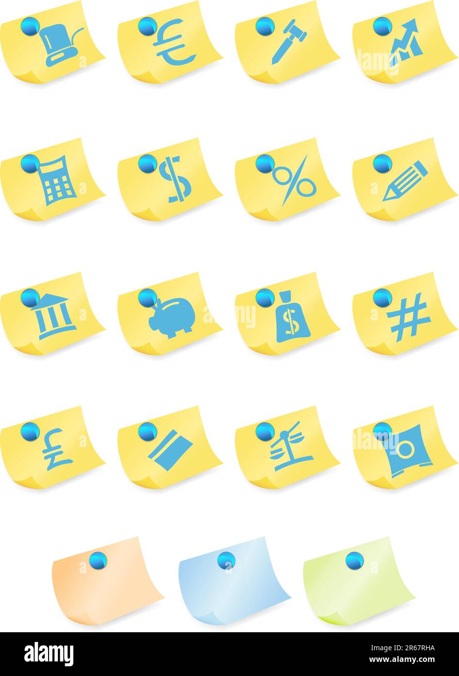 Set of 16 banking themed buttons - sticky note style Stock Vector Image ...