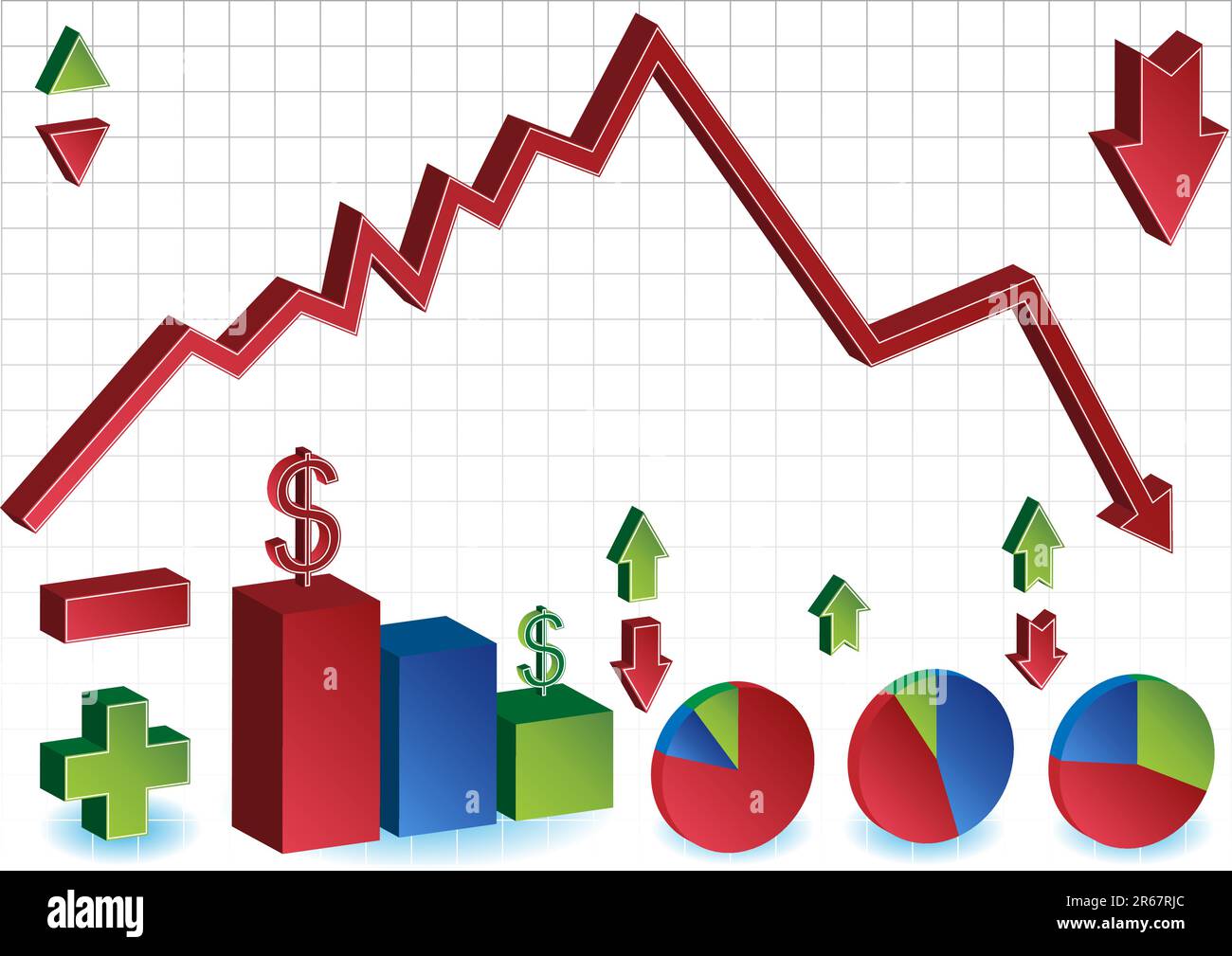 3D image depicting financial crash and rebound Stock Vector Image & Art ...