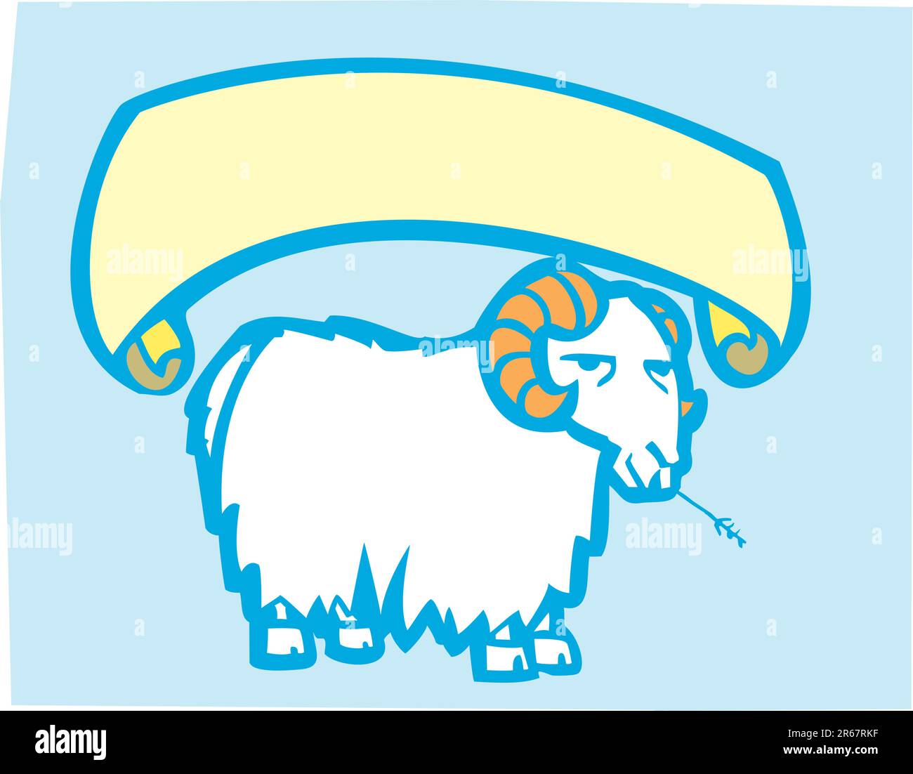 Comical goat on blue background with scroll banner Stock Vector Image ...
