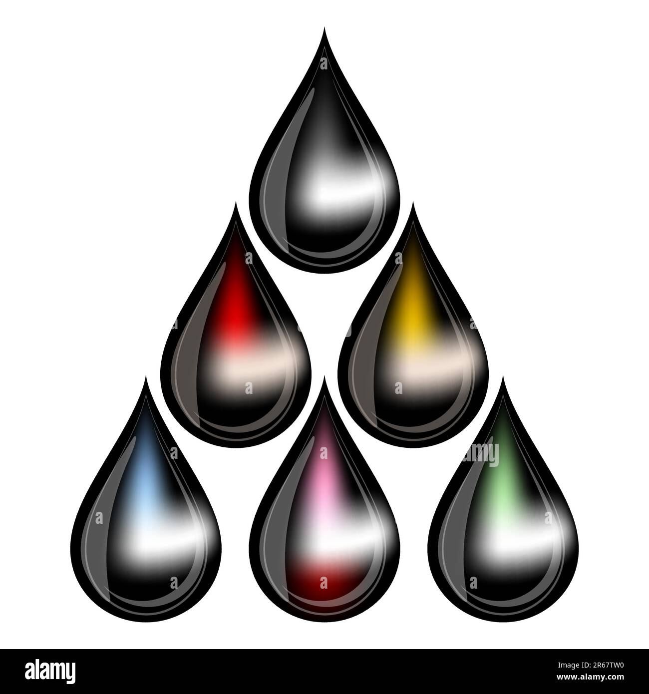 A black drop of oil isolated on white - Illustration for your design ...