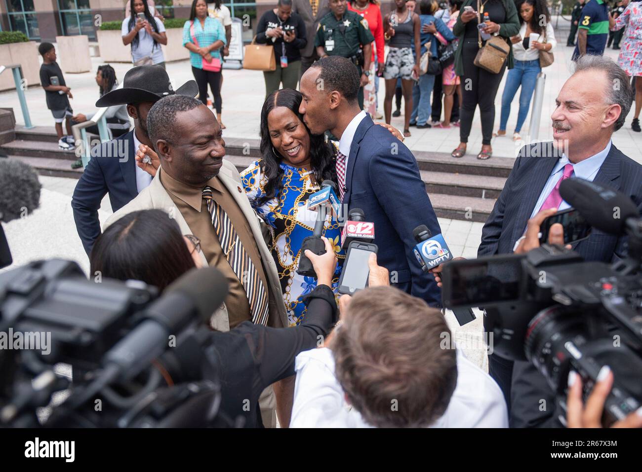 Former Florida State University football player Travis Rudolph kisses ...
