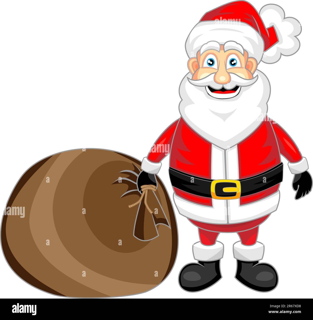 vector illustration of cute happy looking santa claus standing with ...