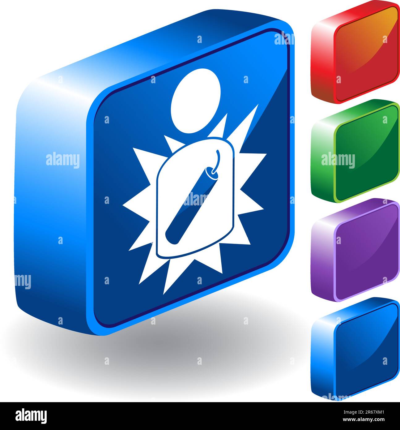 Set of 3D buttons showing person with explosive Stock Vector Image ...