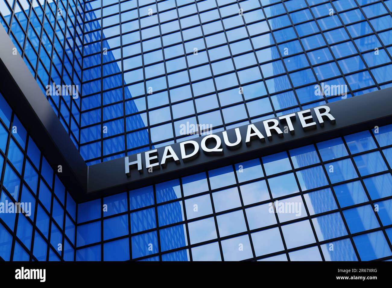 Facade of a skyscraper building of a headquarter in commercial and ...