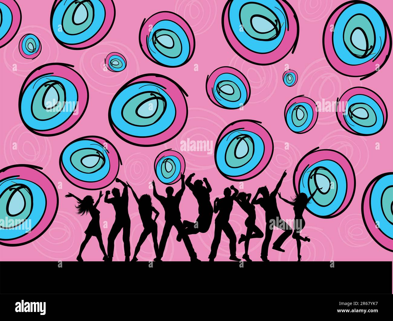 Silhouettes of people dancing on a funky background Stock Vector Image ...