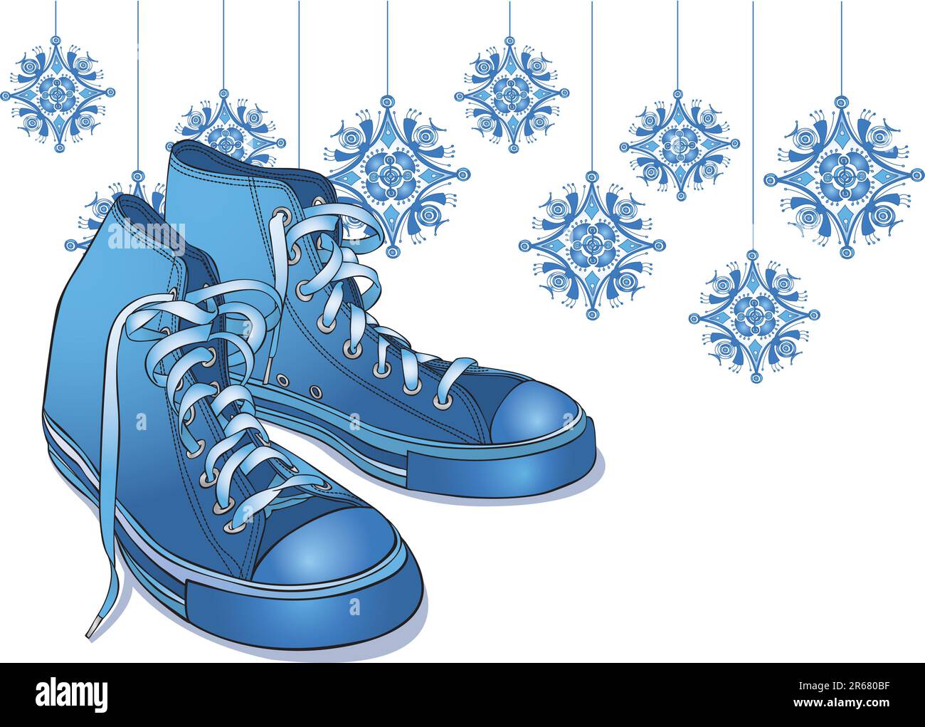 Vector art in Illustrator 8. Cool ice blue winter high tops. Sneakers ...