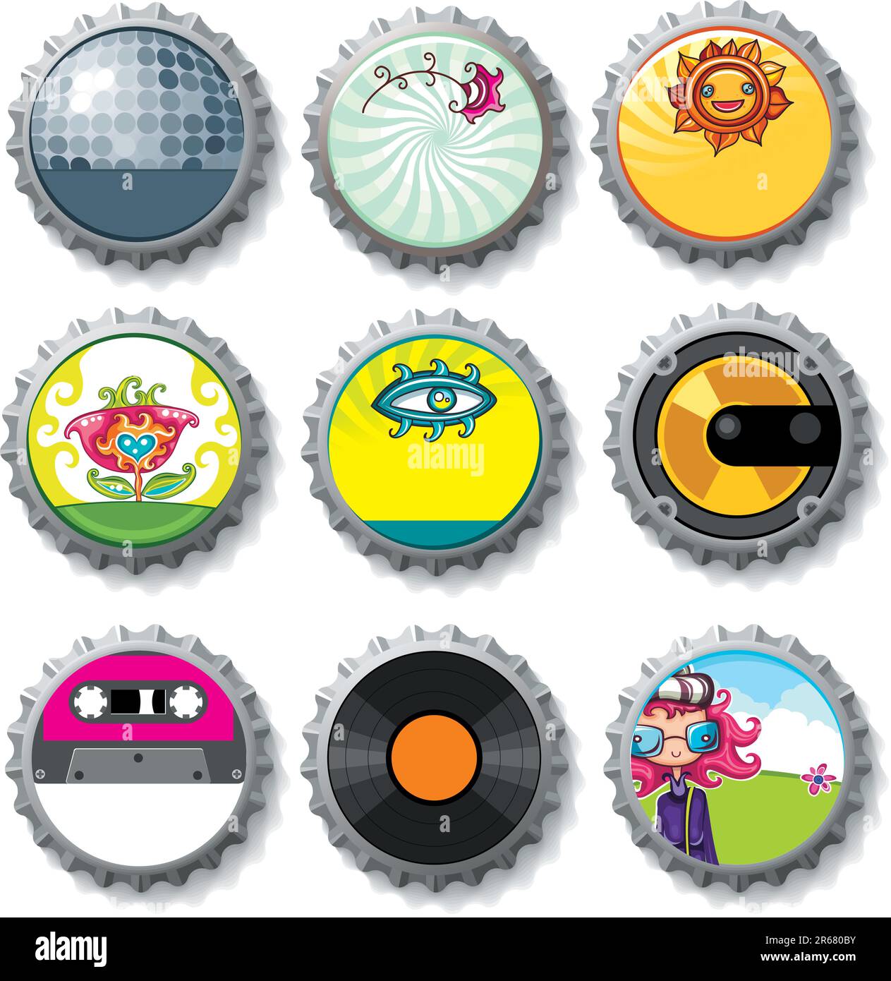 Colorful bottle caps - vector set Stock Vector Image & Art - Alamy