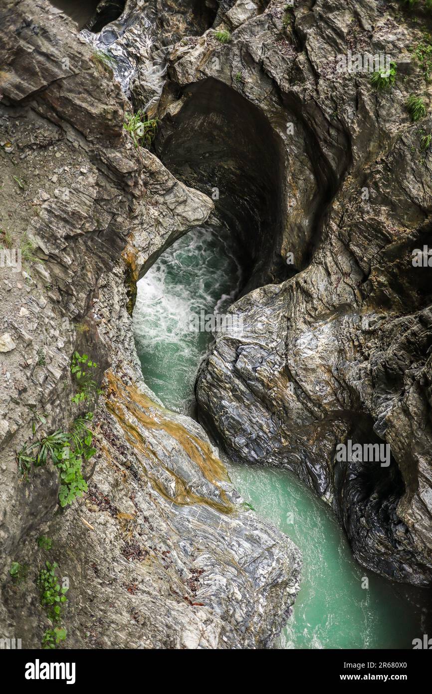 Gorge with Green Stream in Austria. European Nature with Rock and Water ...
