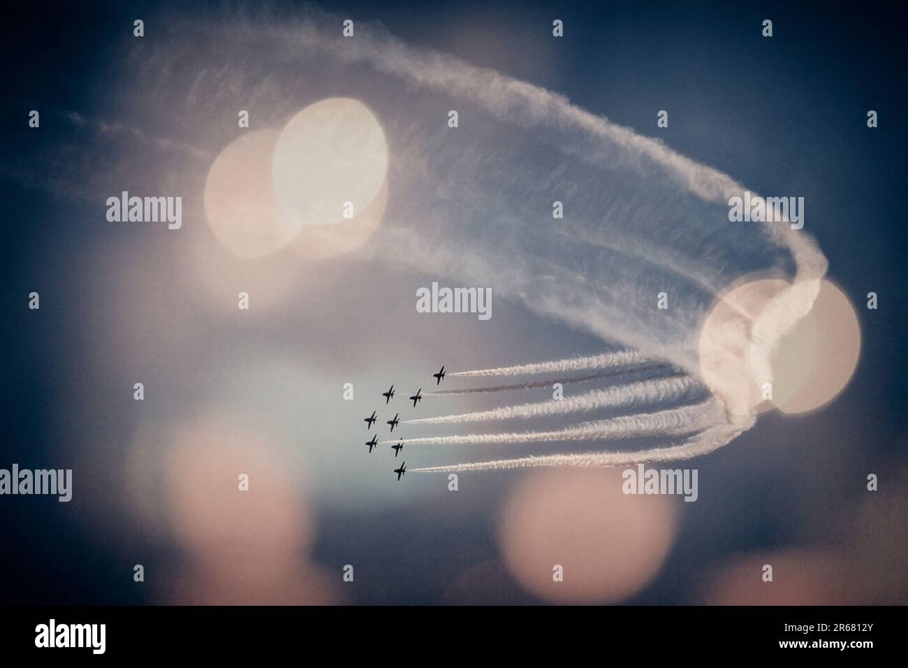 CONTEMPORARY ART: RAF Red Arrows display at the English Riviera Airshow ...