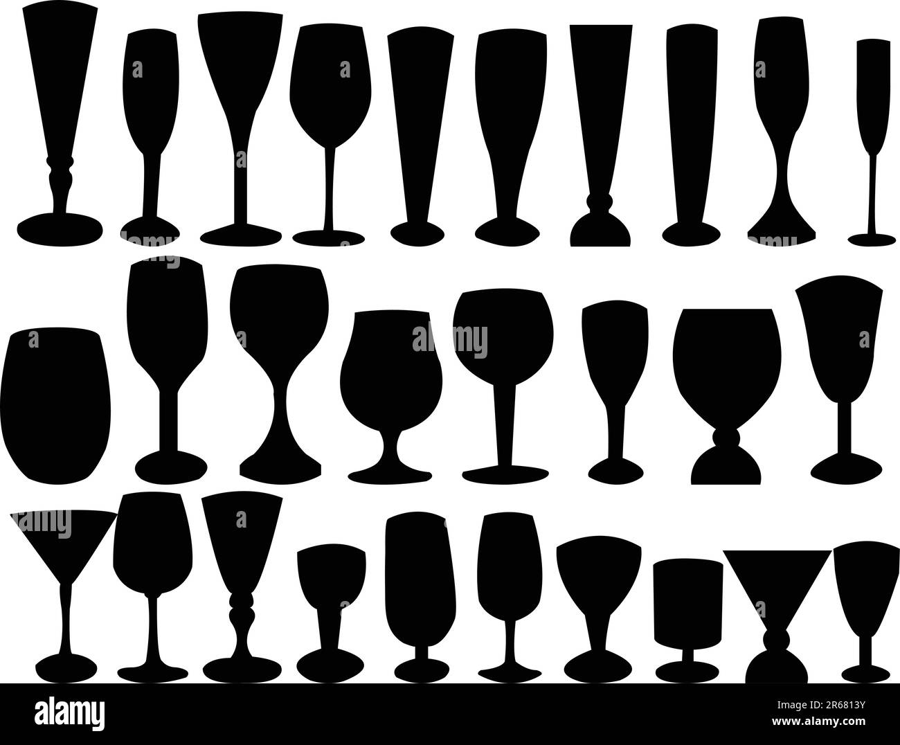 glass collection silhouette - vector Stock Vector Image & Art - Alamy