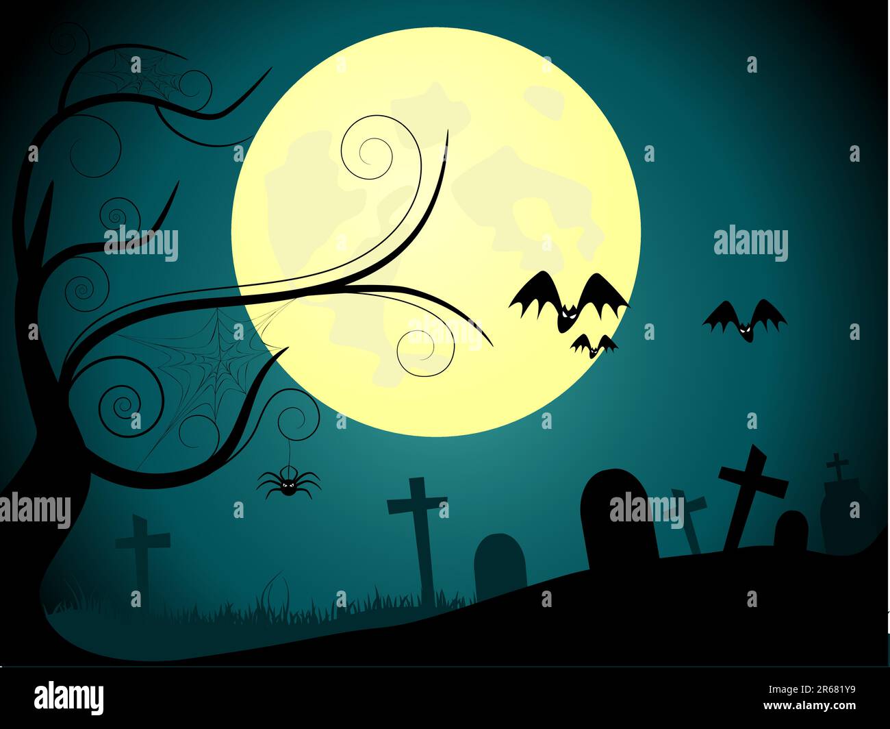 Vector picture about cemetery and full moon Stock Vector Image & Art ...