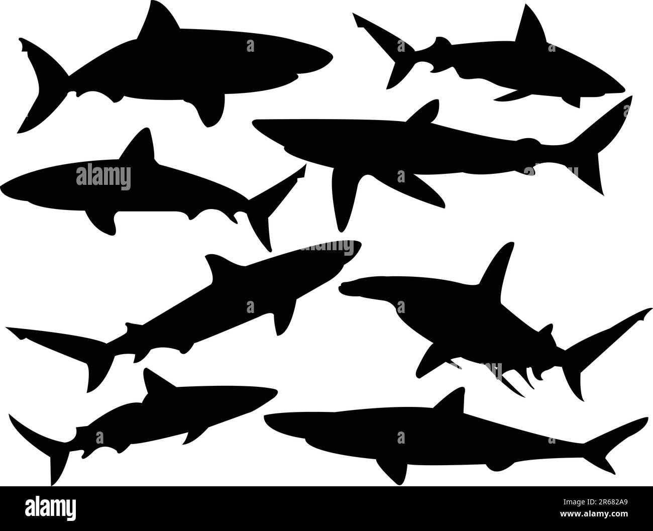 sharks silhouette collection - vector Stock Vector Image & Art - Alamy