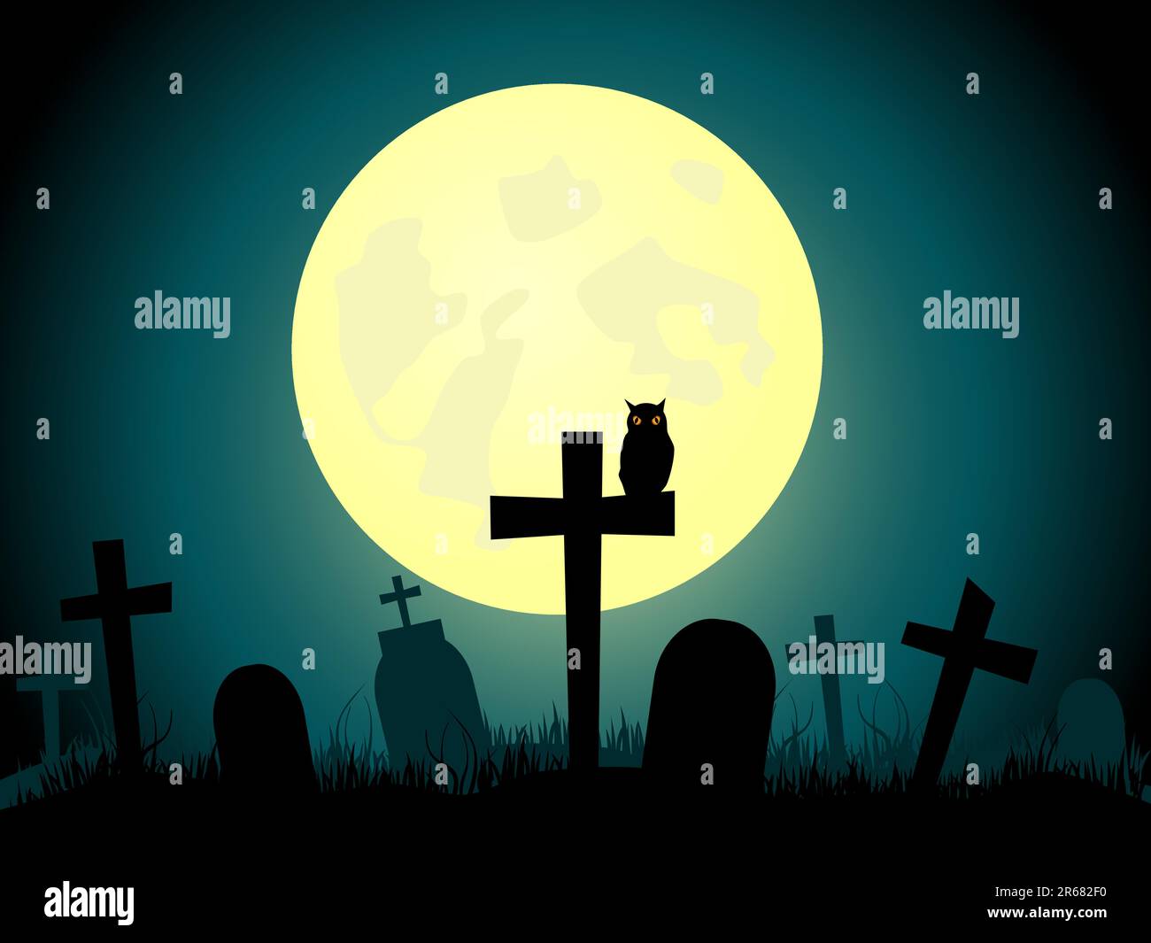 Vector picture about cemetery and full moon Stock Vector Image & Art ...