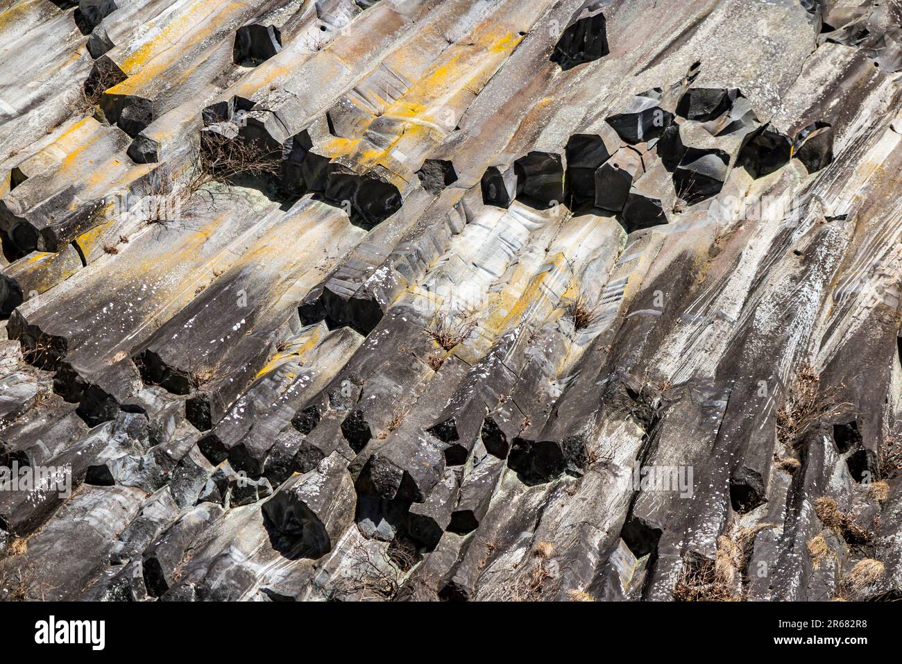 The rugged yet beautiful columnar joints of Kegon Valley Stock Photo ...