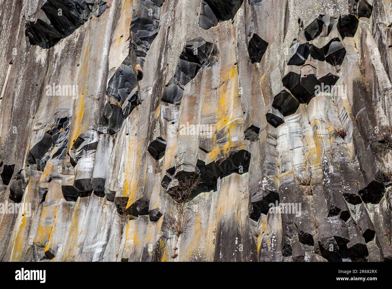 The rugged yet beautiful columnar joints of Kegon Valley Stock Photo ...