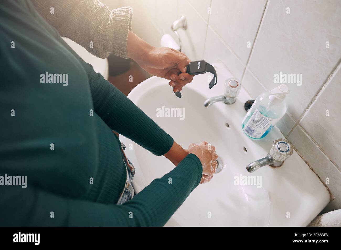Good hand washing is the first line of defence against germs. Closeup ...