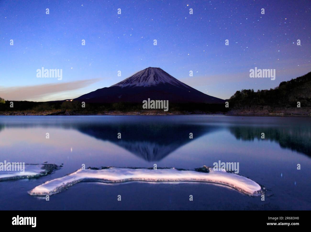 Fuji and Lake Shojin at Dawn Stock Photo - Alamy
