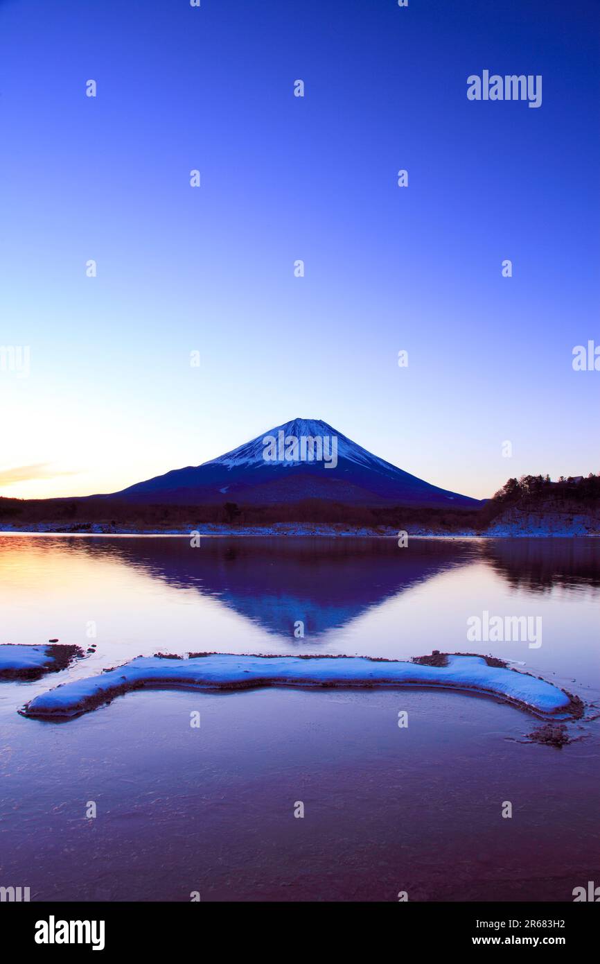 Fuji and Lake Shojin at Dawn Stock Photo - Alamy