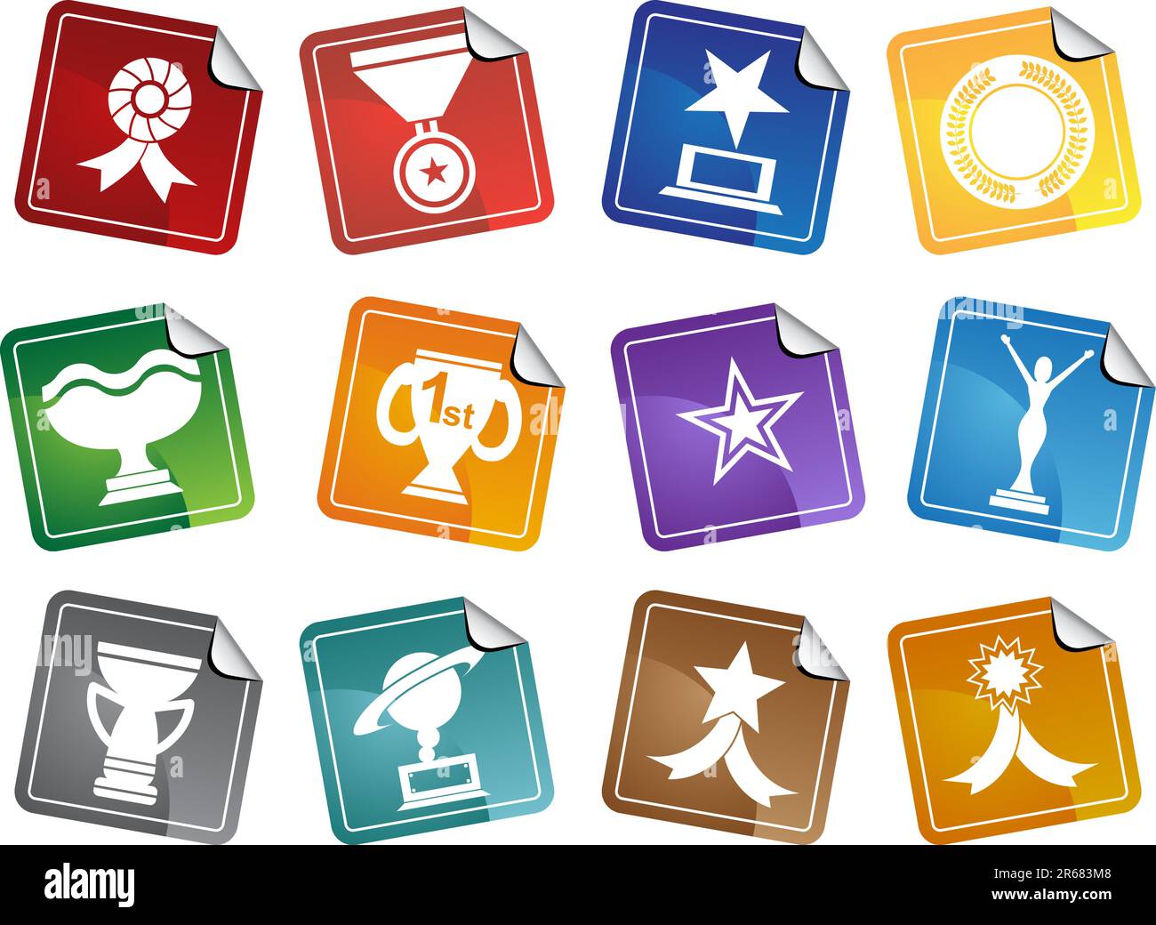 Set of 12 award icons - sticker style Stock Vector Image & Art - Alamy