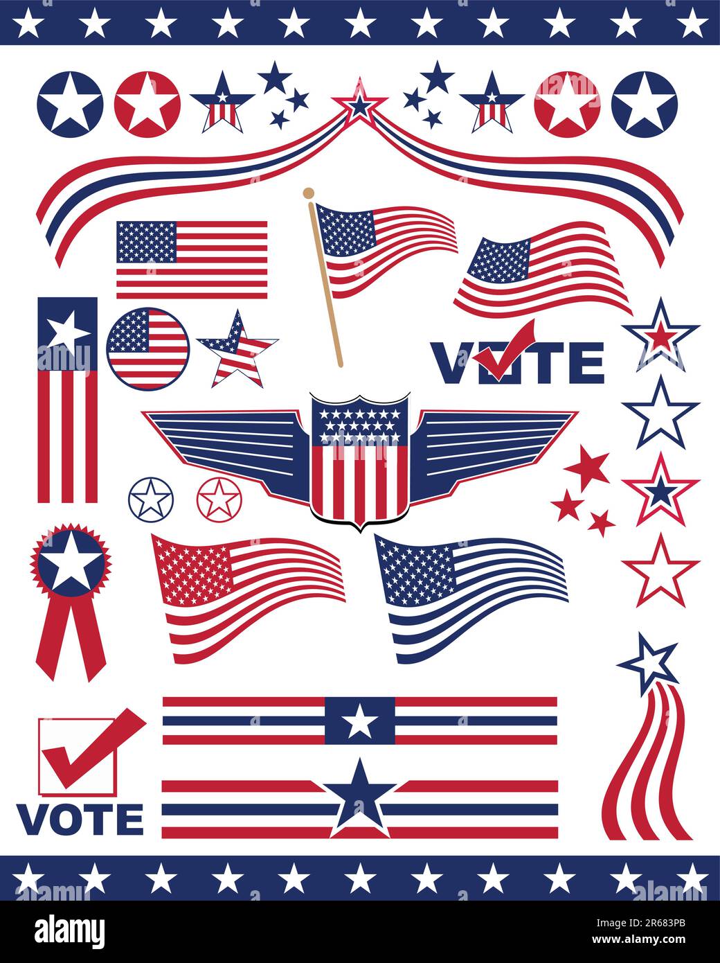 Elements and icons related to American patriotism Stock Vector Image ...