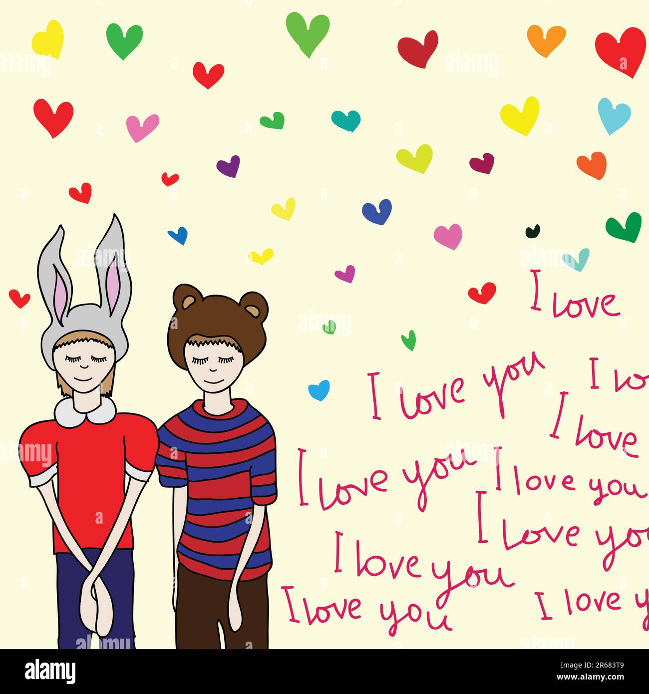 Valentine boy girl vintage Stock Vector Images - Alamy