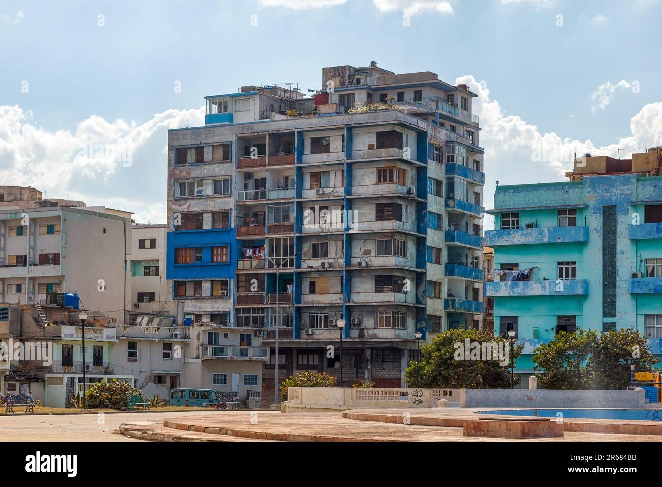 Havana, Cuba - February 16, 2023: weathered exterior of an apartment ...