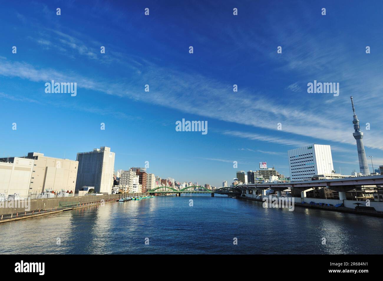 Sumida River and Tokyo Sky Tree seen from Kuramae Bridge Stock Photo ...