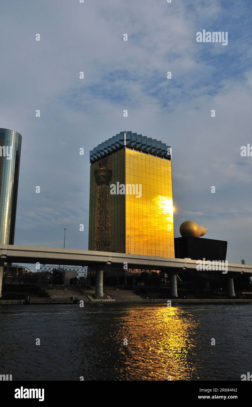 Tokyo Sky Tree reflected in a building window Stock Photo - Alamy
