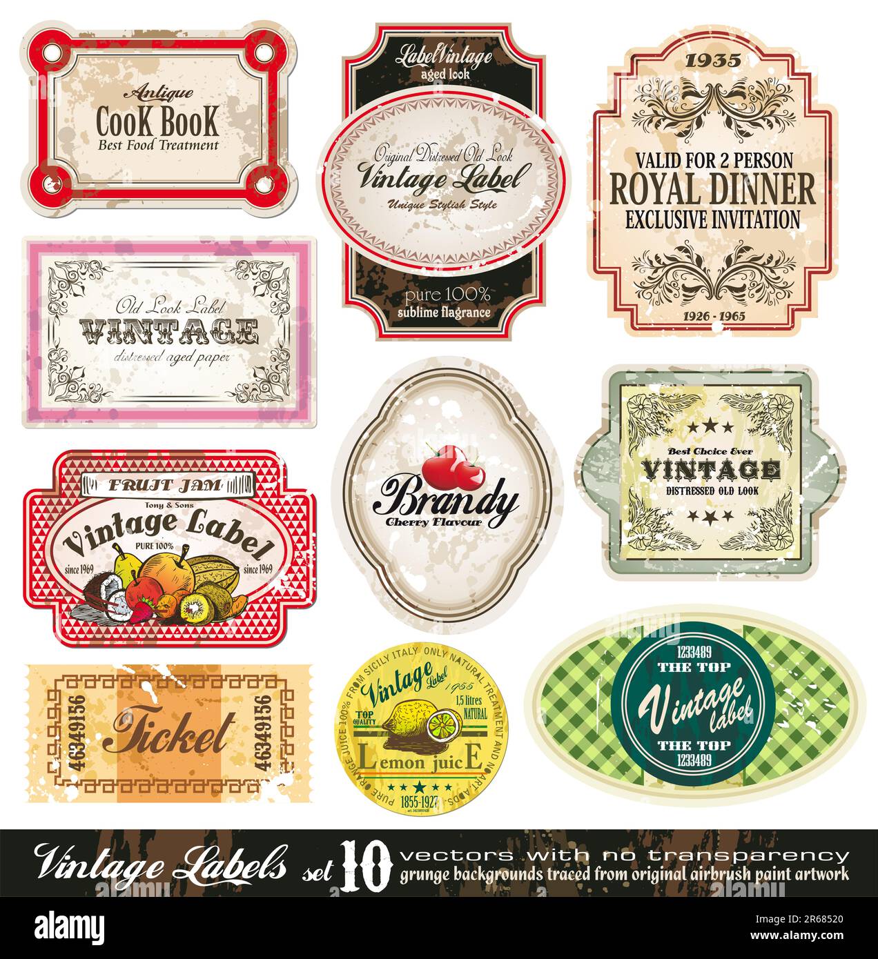 Vintage Labels Collection - 10 design elements with original antique ...