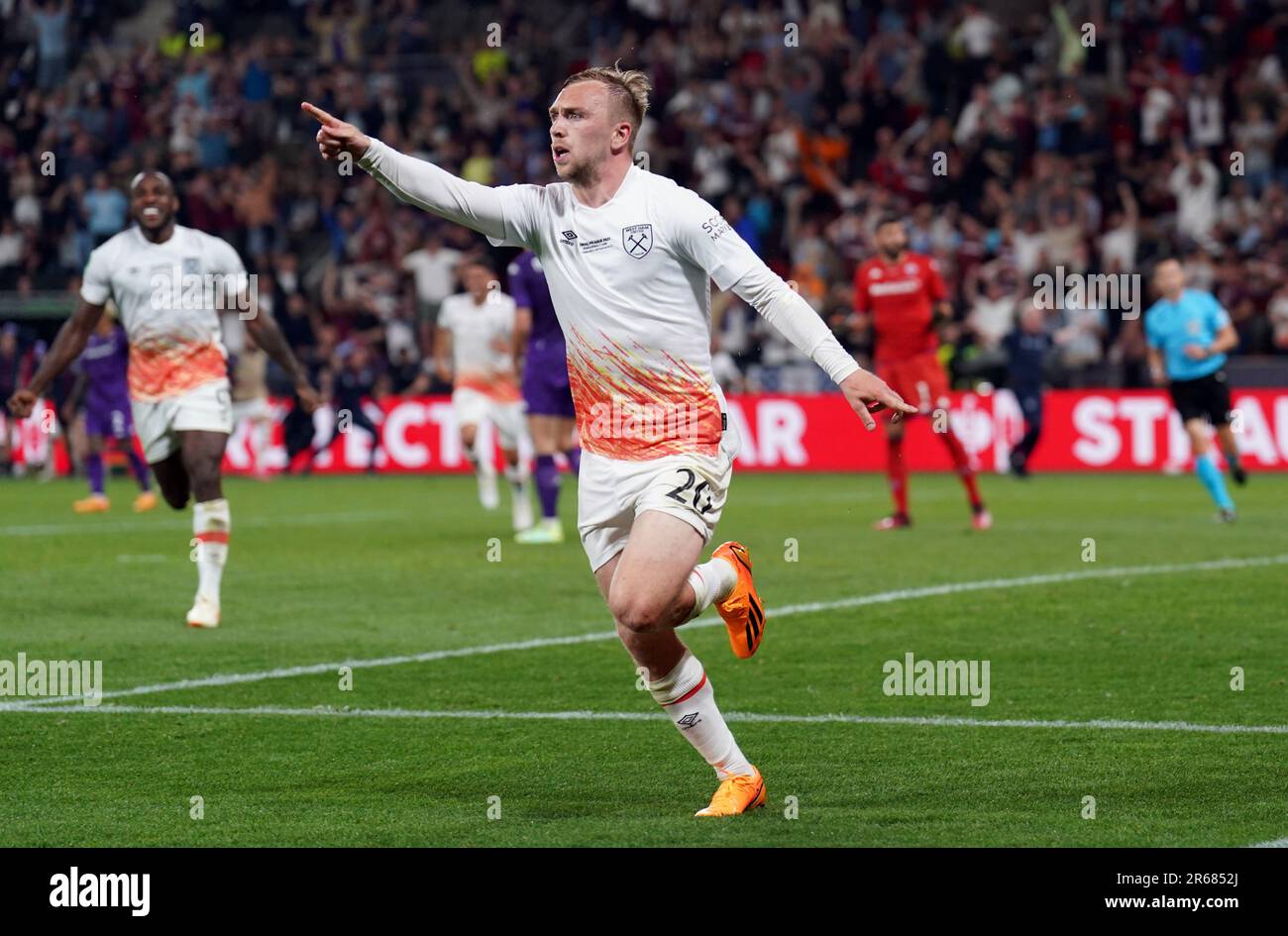 West Ham United's Jarrod Bowen celebrates scoring his sides second goal ...