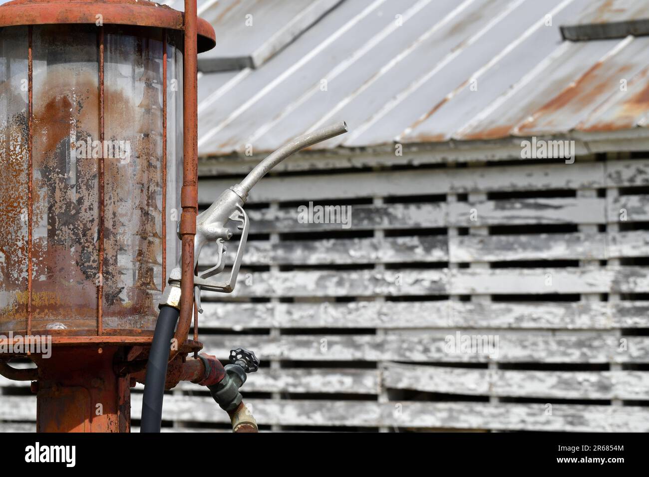 Vintage old and rusty metal gasoline petroleum pump Stock Photo - Alamy