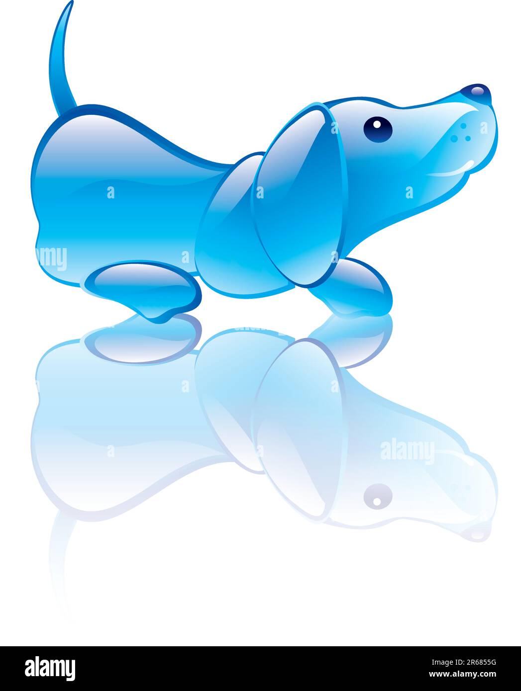 Vector illustration of dog symbol. Blue transparent statuette Stock ...