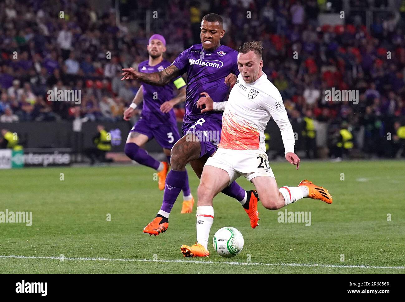 West Ham United's Jarrod Bowen scores their side's second goal of the ...