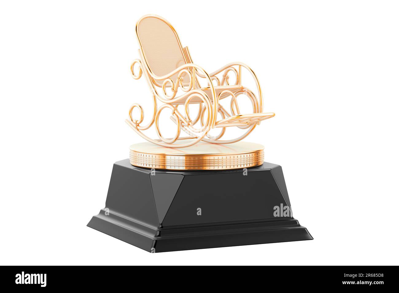Rocking chair golden award concept, 3D rendering isolated on white ...