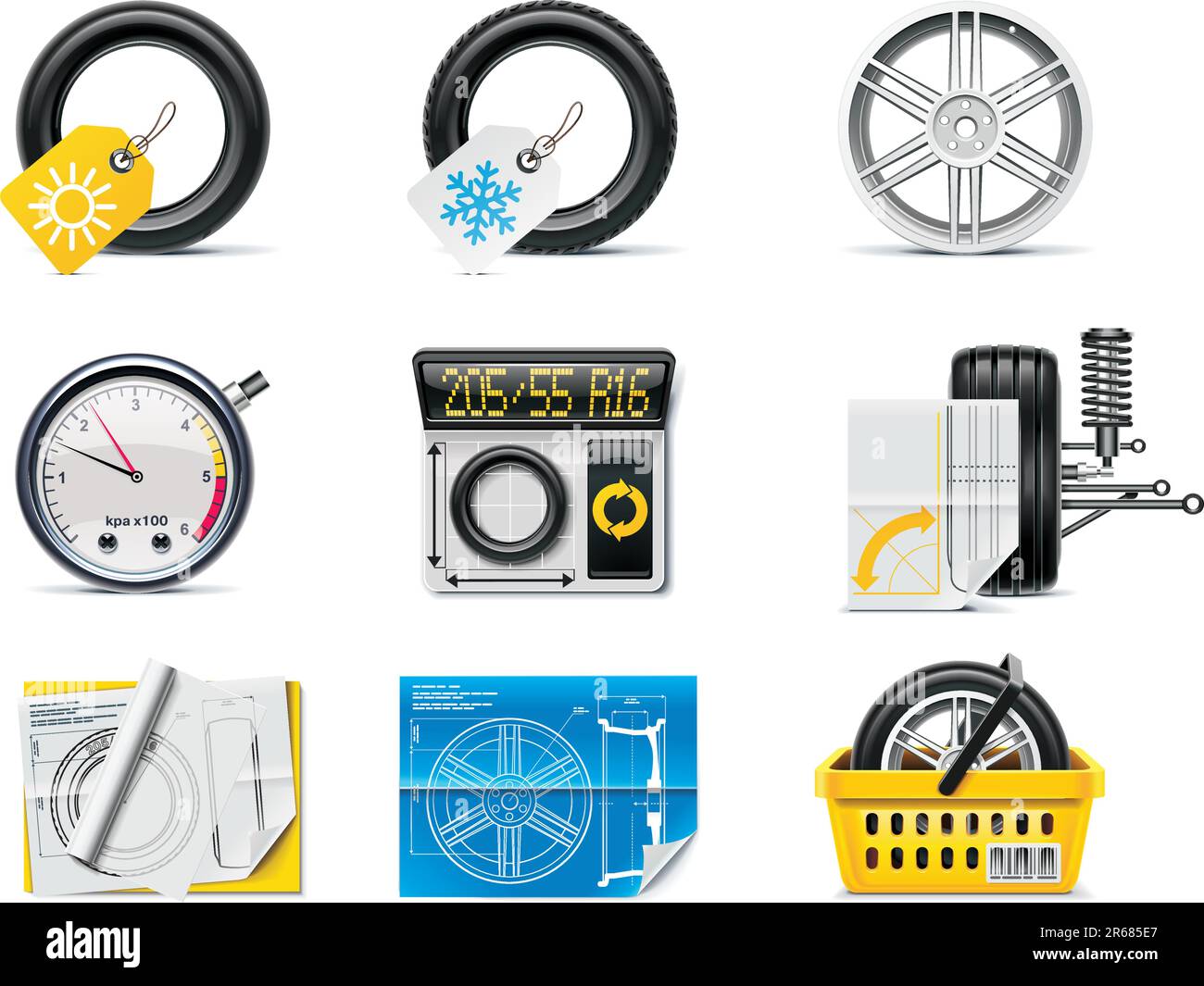 Set of the car repair and maintenance related icons Stock Vector Image ...