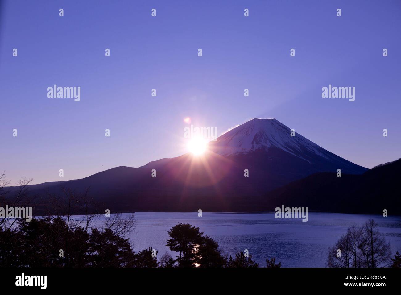 Mount Fuji in the morning sun Stock Photo - Alamy