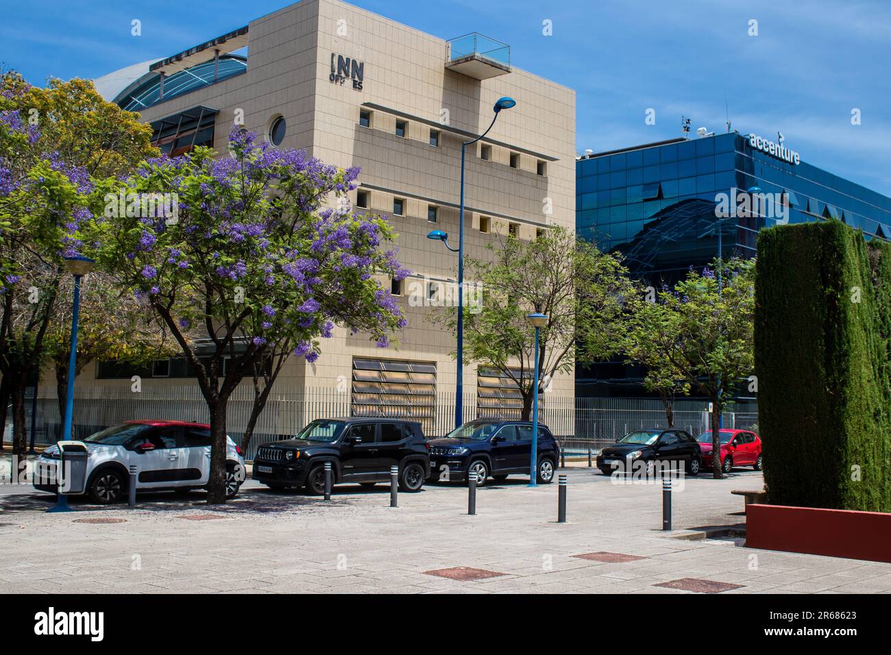 Seville, Spain - June 06, 2023 Architecture and cityscape of Cartuja ...
