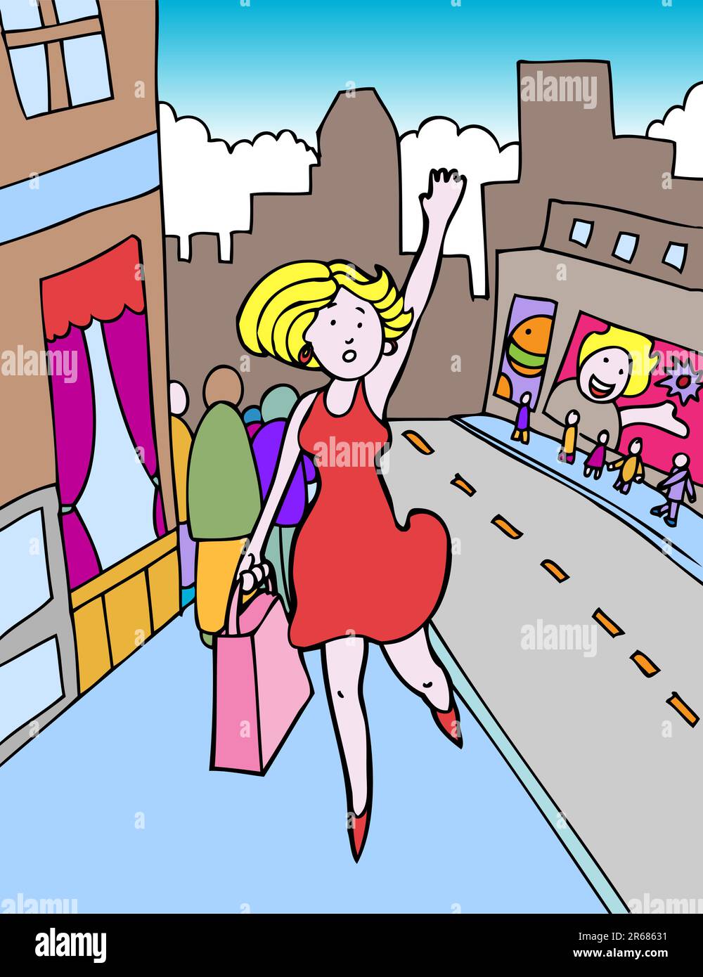 Woman hailing cab hurry Stock Vector Images - Alamy