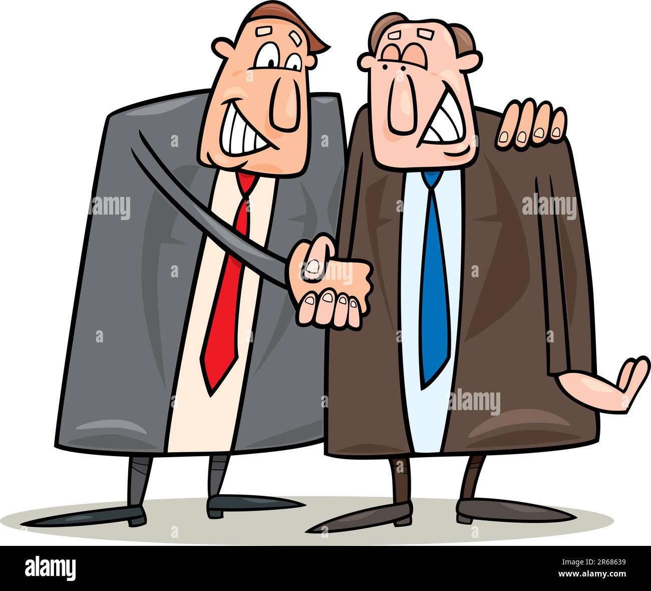 cartoon illustration of two politicians shaking hands for agreement ...