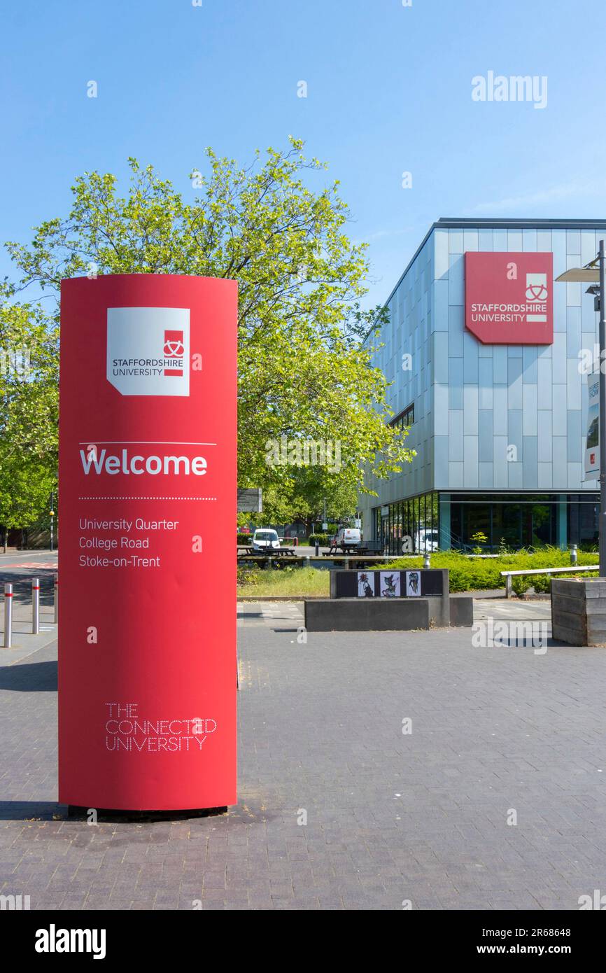 staffordshire university college road campus welcome sign and beacon ...