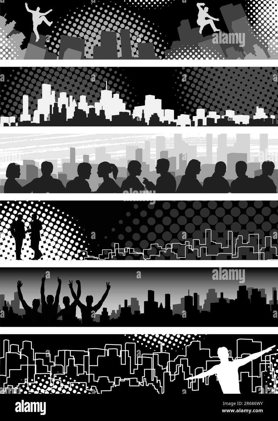 Set of editable vector banners on urban theme Stock Vector Image & Art ...