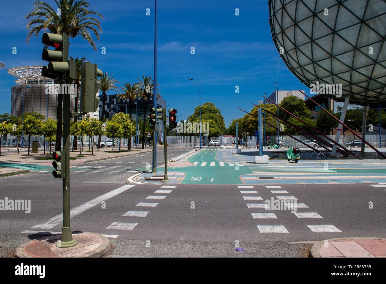 Seville, Spain - June 06, 2023 Architecture and cityscape of Cartuja ...
